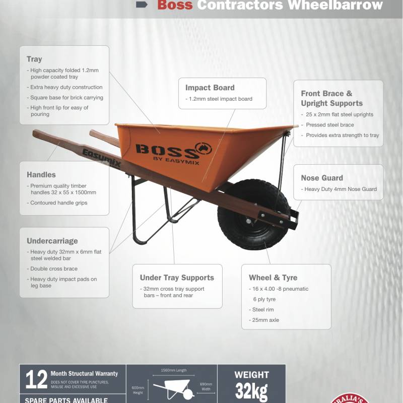 Easymix Boss Wheelbarrow - Vetner